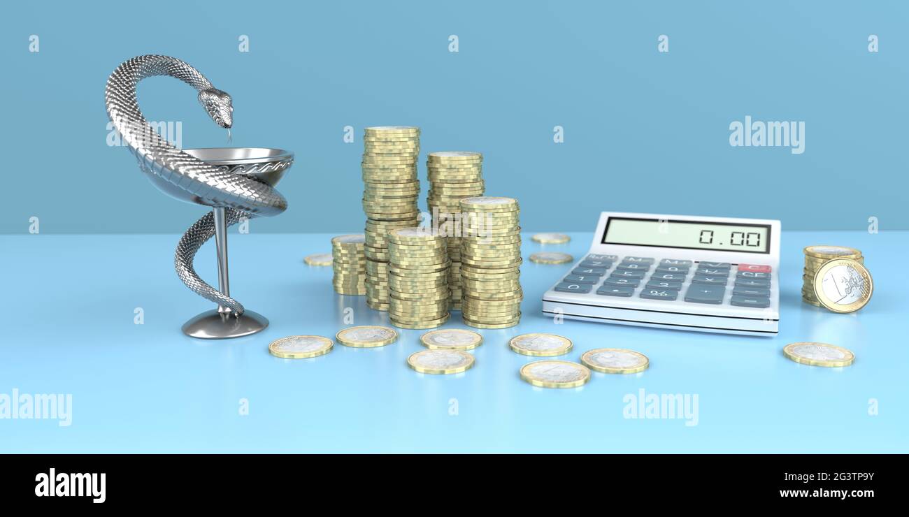 Aesculapian Staff Snake Calculation Euro Coins Stock Photo - Alamy