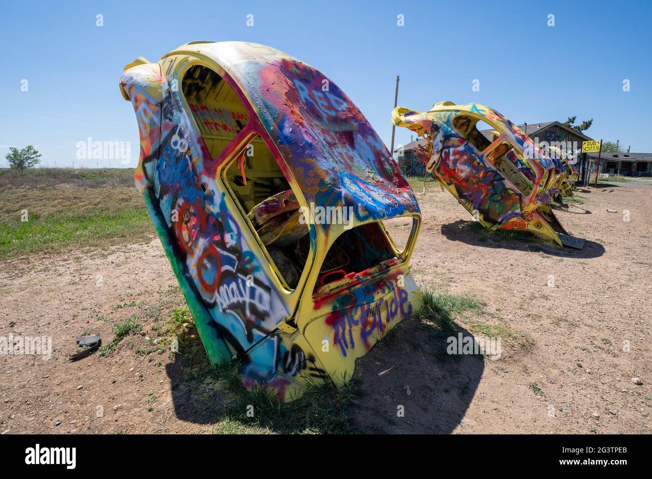 Conway, Texas - May 6, 2021: The famous VW Slug Bug Ranch, along ...