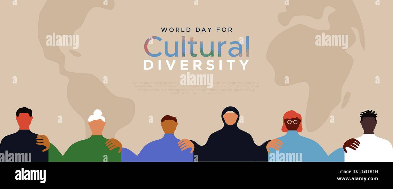 World Day for Cultural Diversity web template illustration of diverse ...