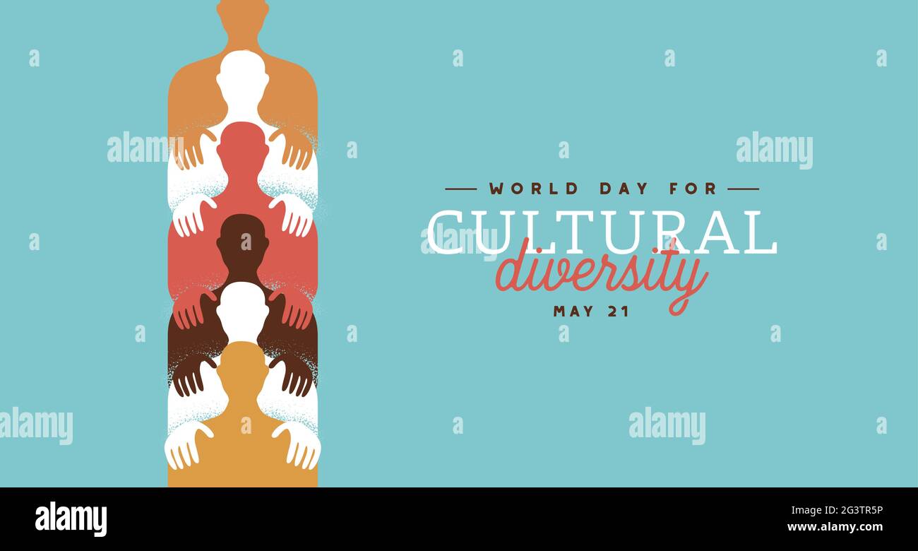 World Day for Cultural Diversity greeting card illustration of diverse ...