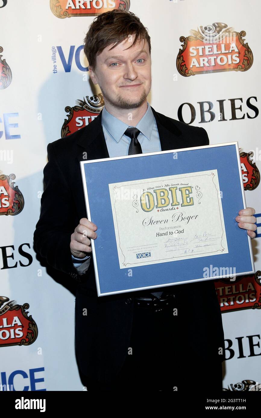 New York, NY, USA. 21 May, 2012. Steven Boyer at the 57th annual Obie ...