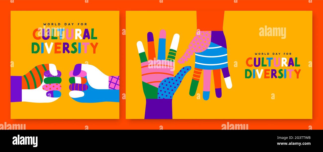 World Day for Cultural Diversity greeting card set of colorful diverse ...