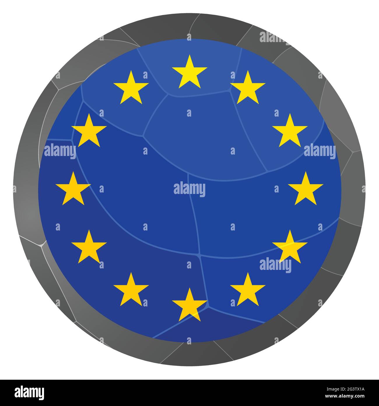Glass light ball with European Union flag. Round sphere, template icon ...