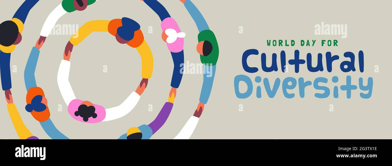 World Day for Cultural Diversity web banner illustration of colorful ...