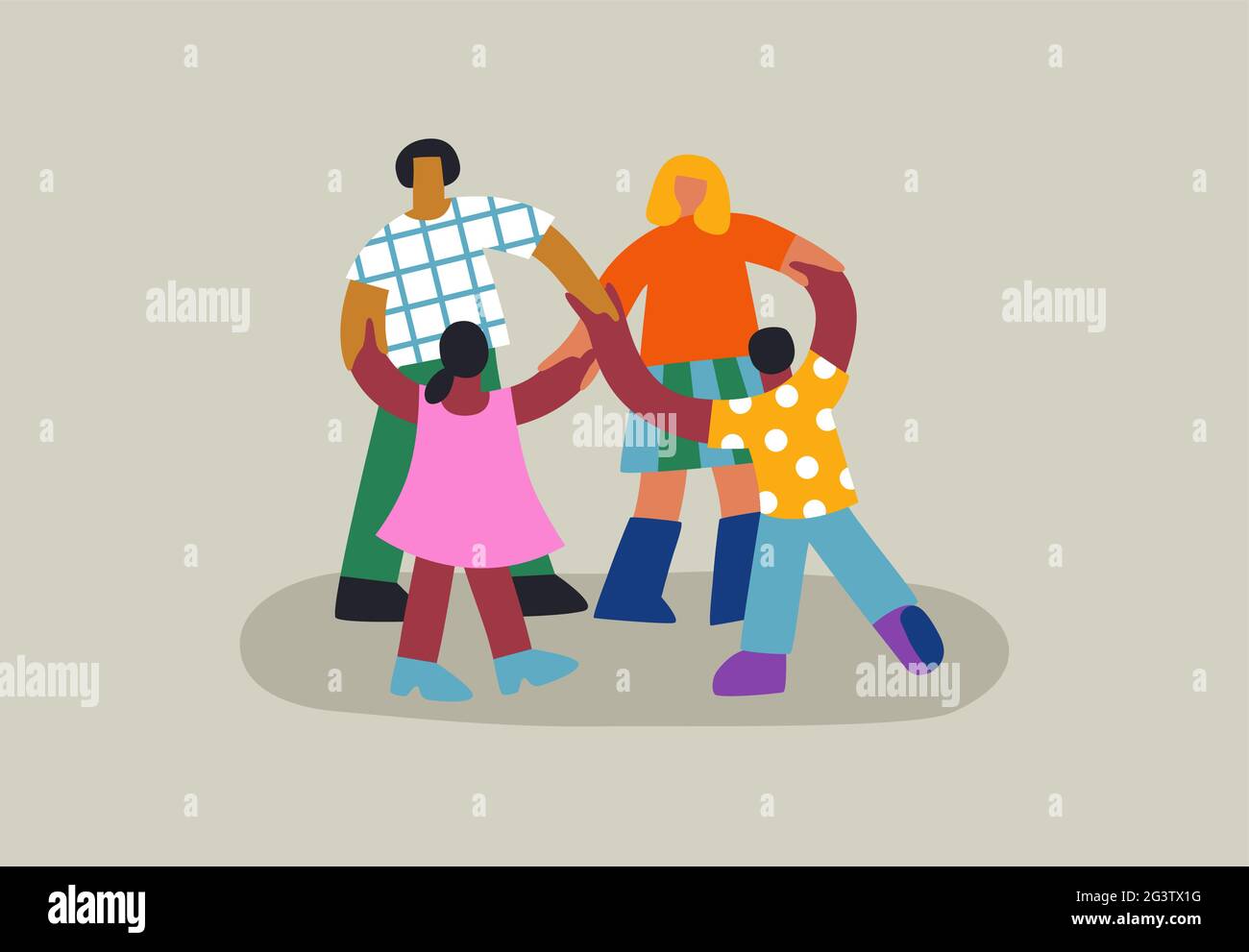 Colorful People Group Holding Hands Together Making Infinity Symbol