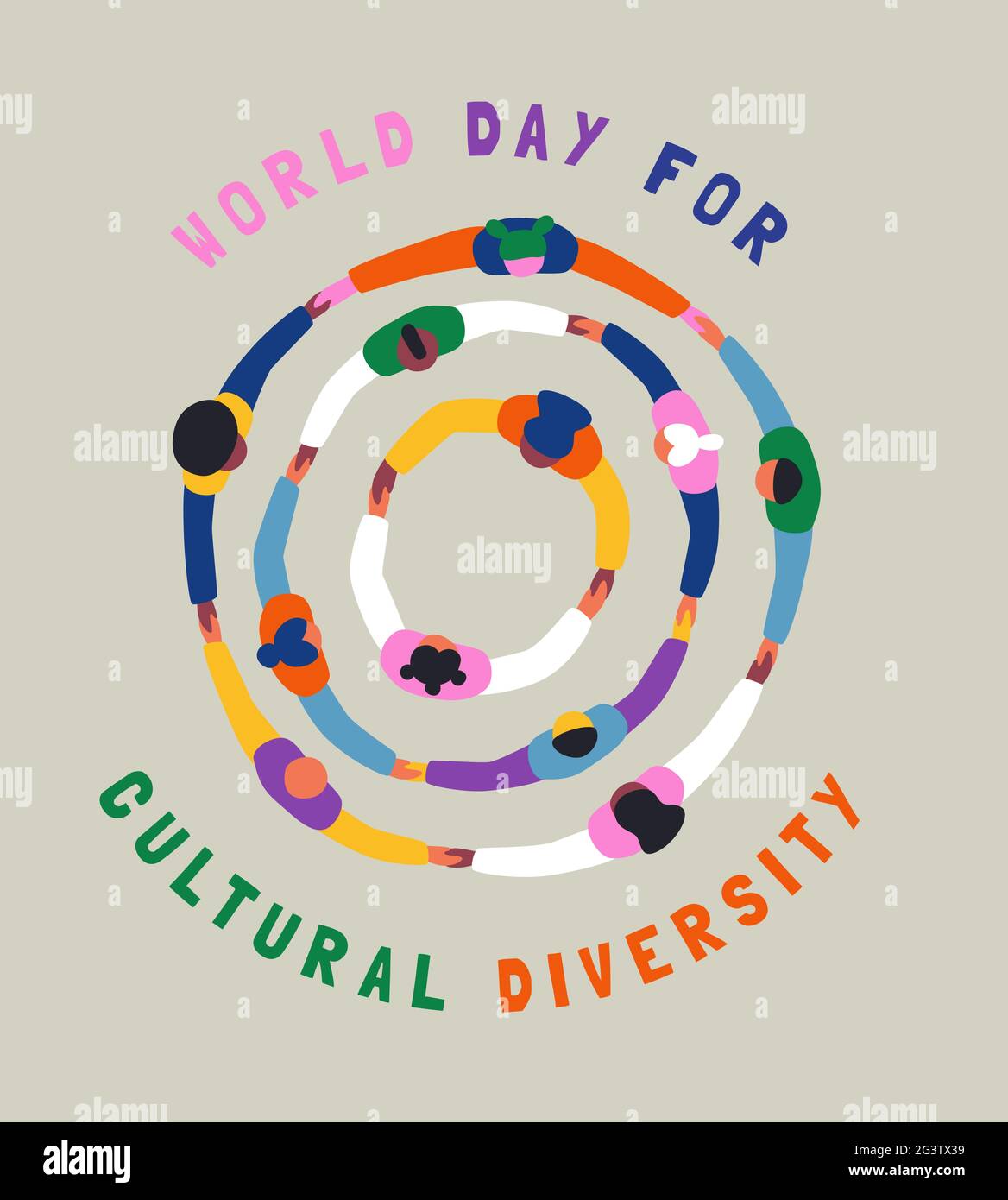 World Day for Cultural Diversity greeting card illustration of colorful ...