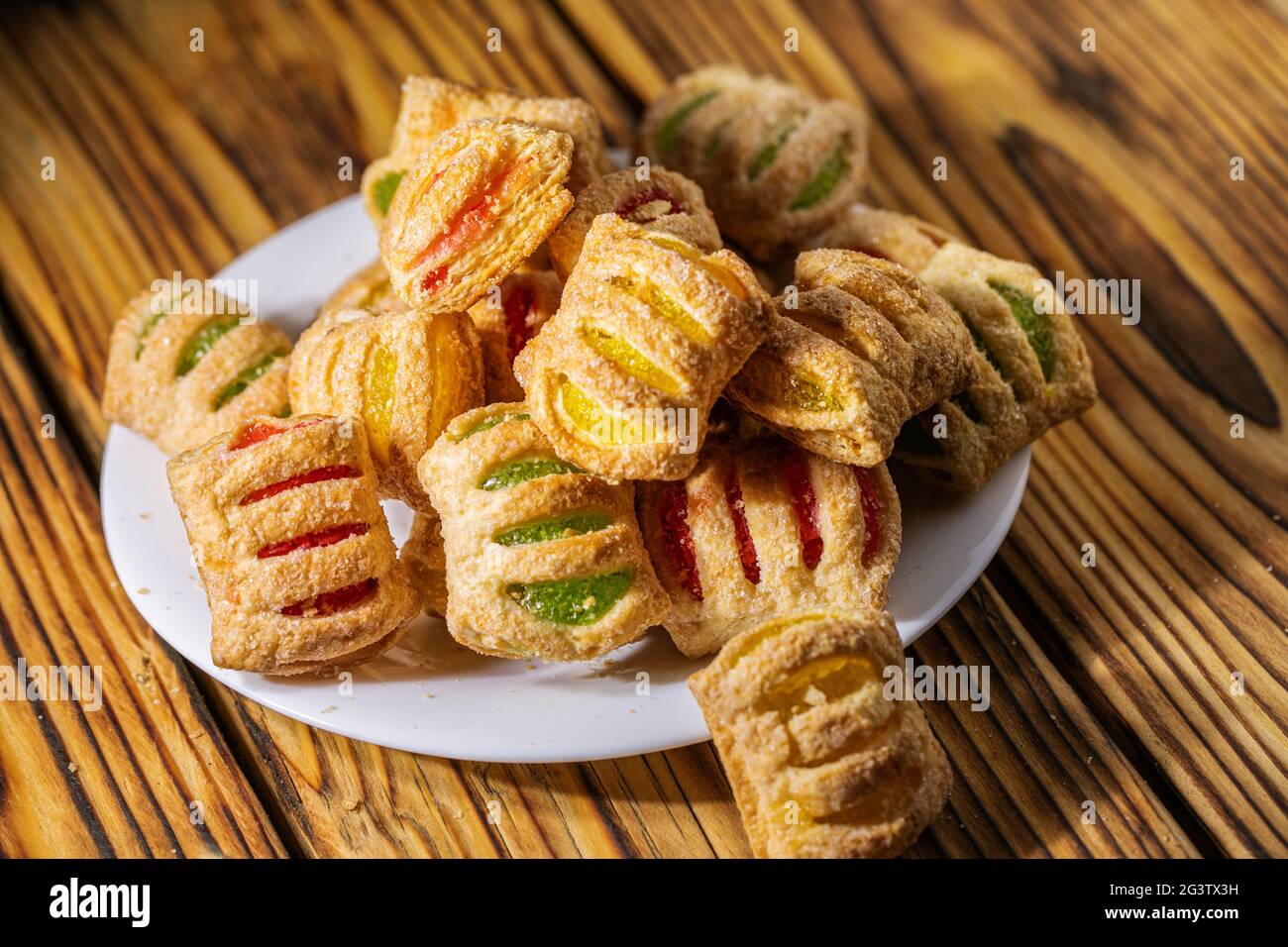 Puff pastry cookies with jam Stock Photo - Alamy