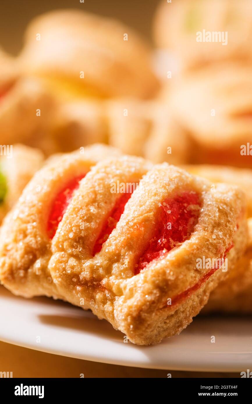 Puff pastry cookies with jam Stock Photo - Alamy