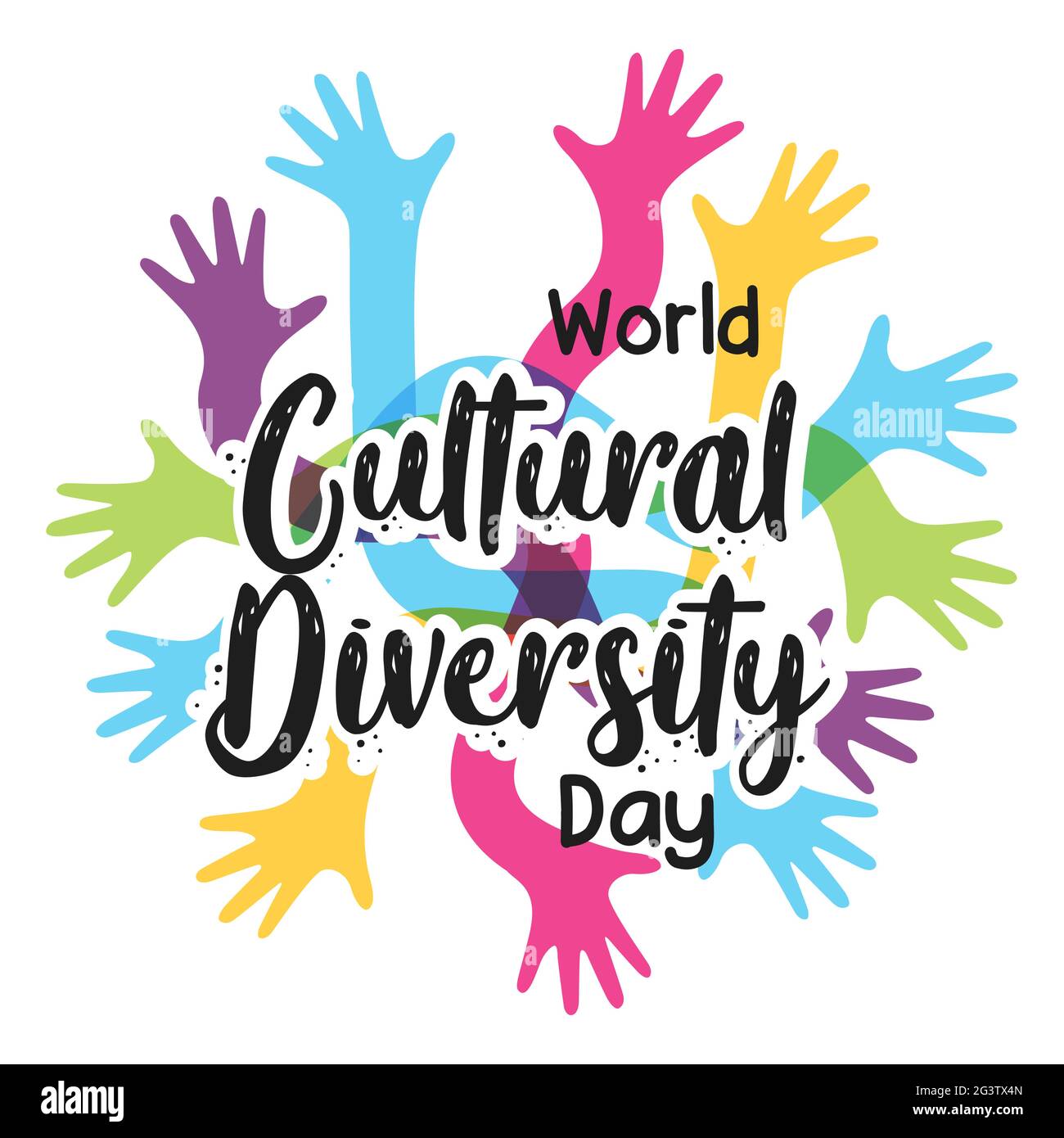 World Cultural Diversity greeting card of colorful diverse people hands ...