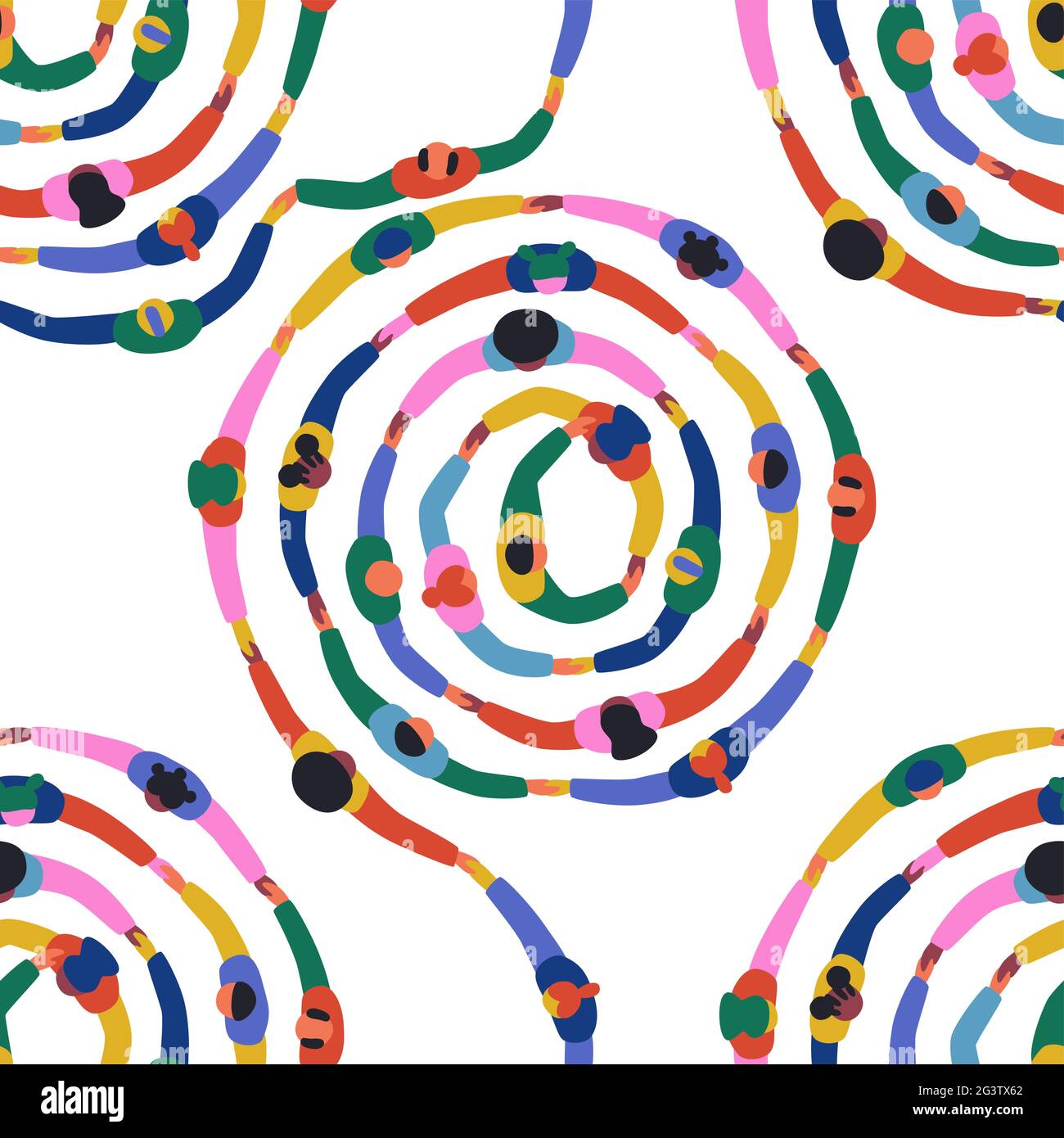 Seamless pattern illustration of diverse people group holding hands ...