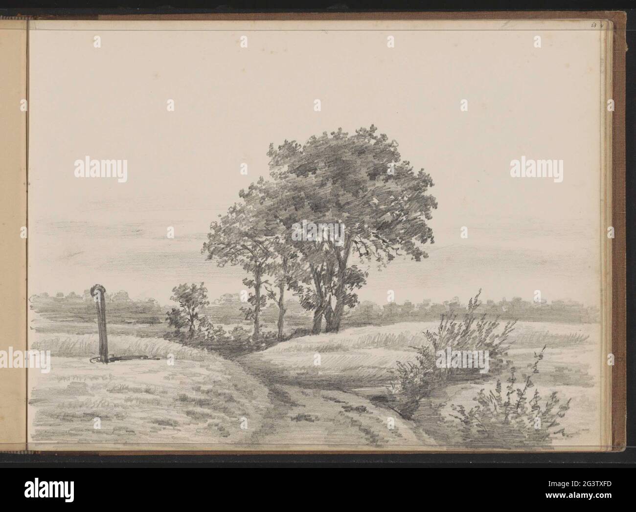 Landscape with trees. Leaf 63 Recto from a sketchbook with 77 sheets ...