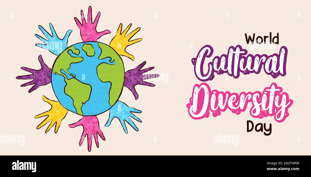 World Cultural Diversity Day greeting card illustration of diverse ...
