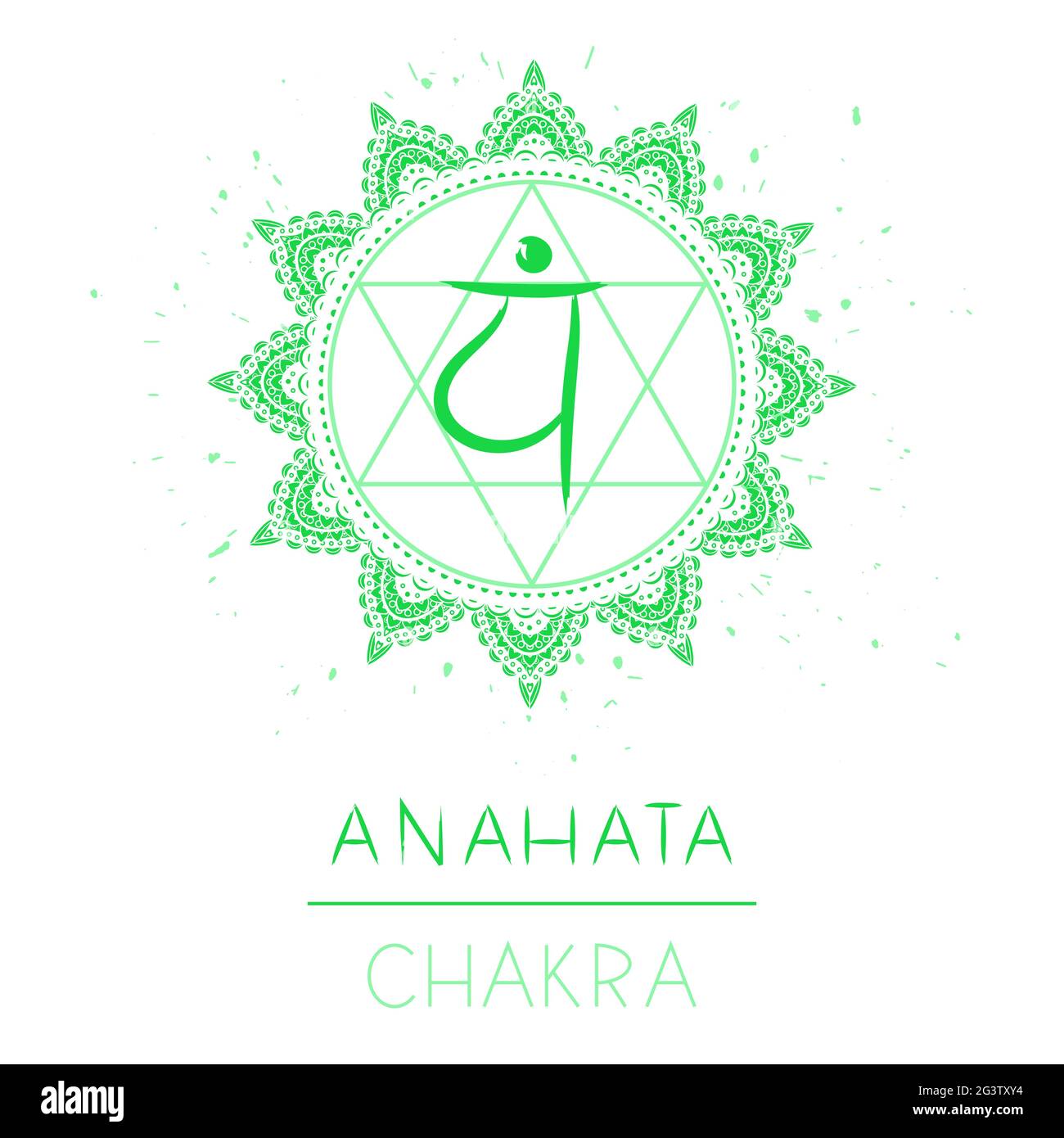 Vector illustration with symbol chakra Anahata on white background ...