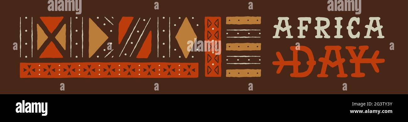 May 25 Africa Day banner illustration with traditional tribal hand ...
