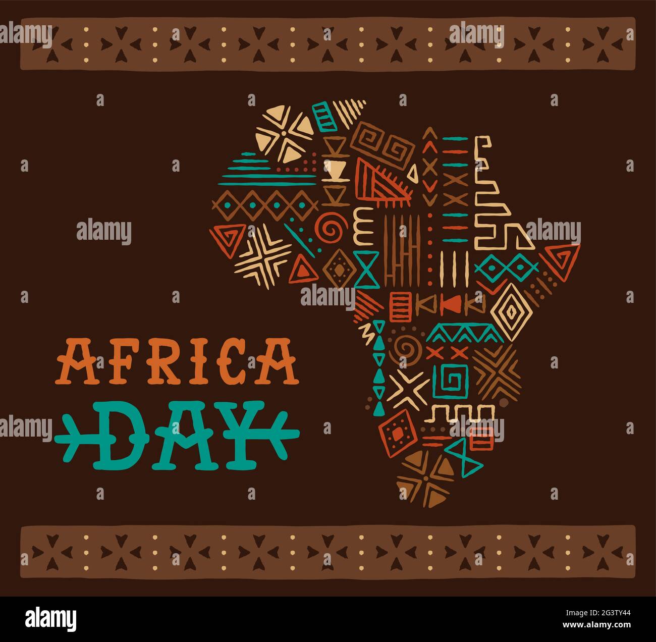 Africa Day greeting card illustration, colorful african continent map ...
