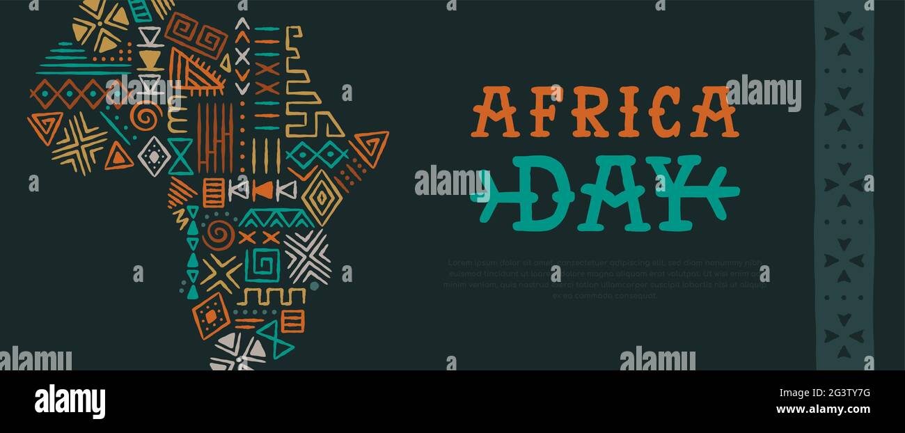 Africa Day web banner illustration, colorful african continent map ...