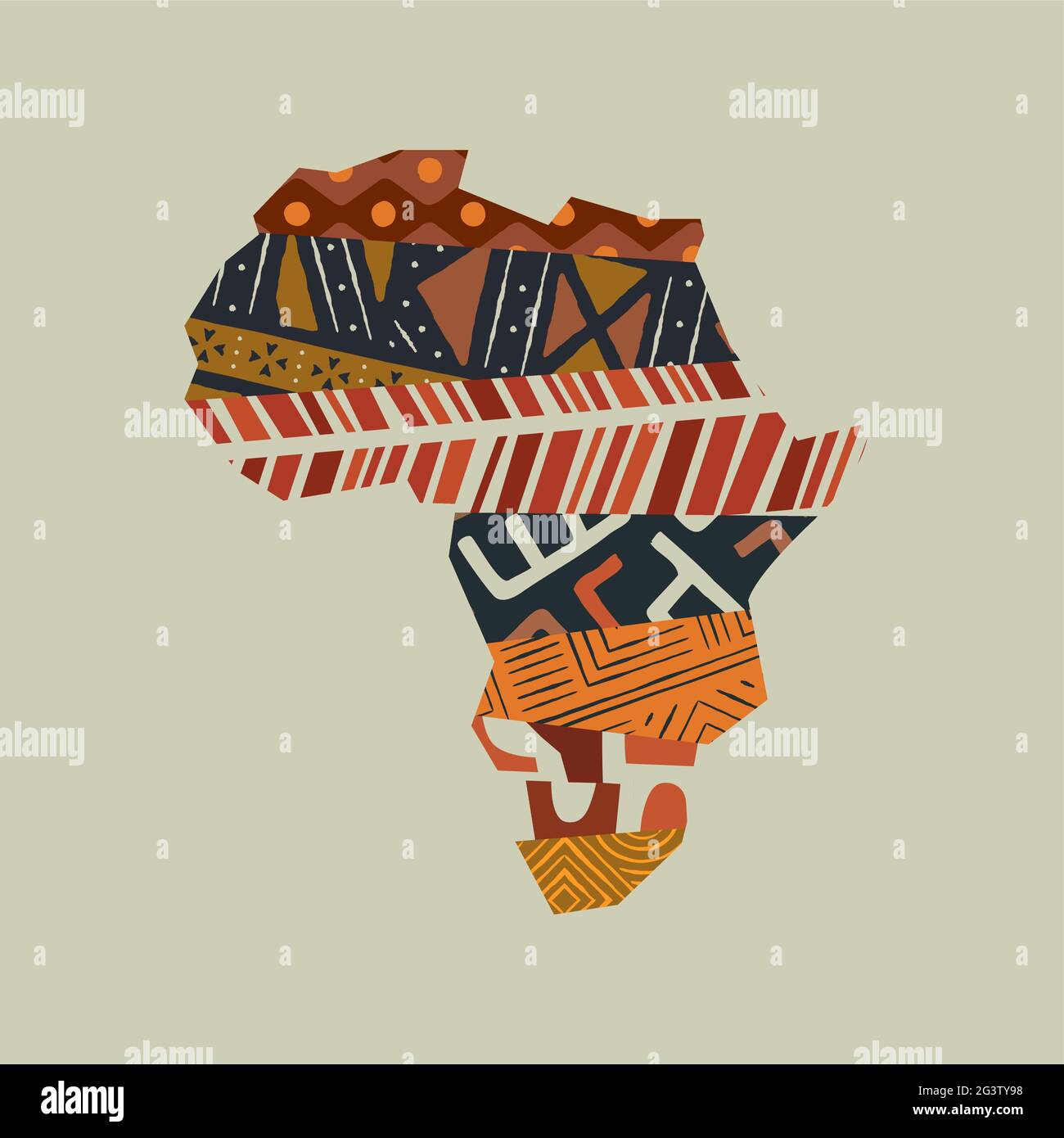 Africa continent map shape illustration concept made of traditional ...