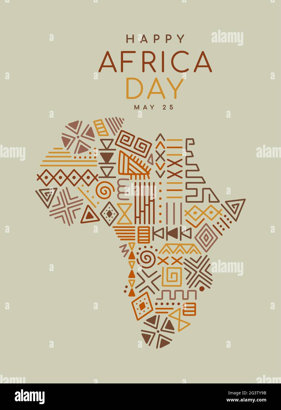 Africa Day greeting card illustration, colorful african continent map ...