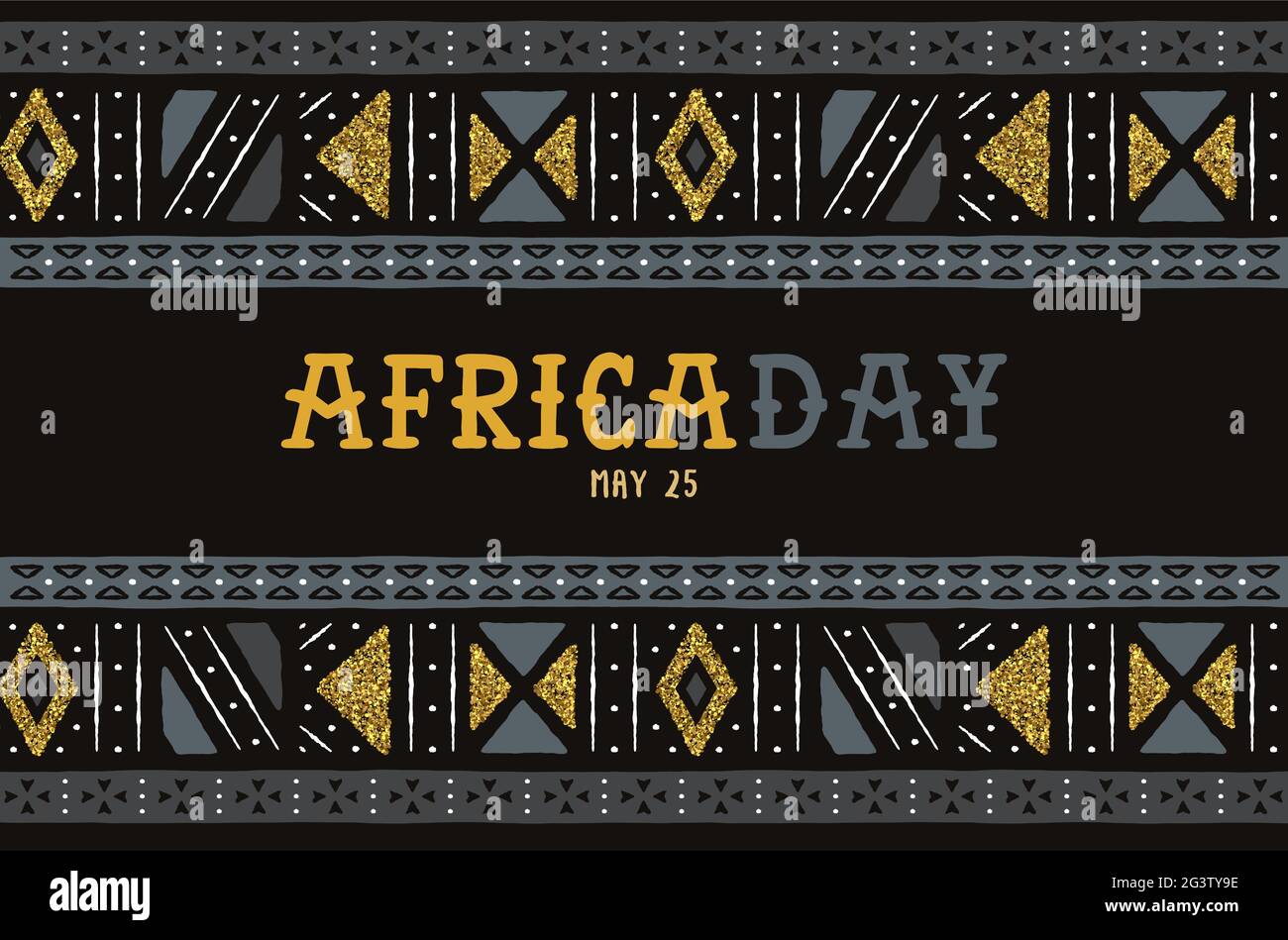 Africa Day greeting card illustration of luxury gold glitter tribal art ...