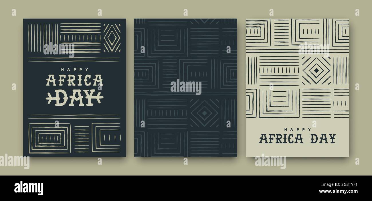 Africa Day greeting card illustration set for 25 may celebration with ...