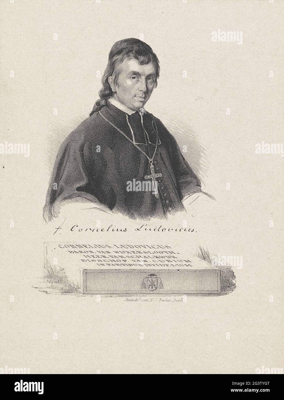 Portrait of Bishop Cornelius Ludovicus De Wijkerslooth. Portressed ...