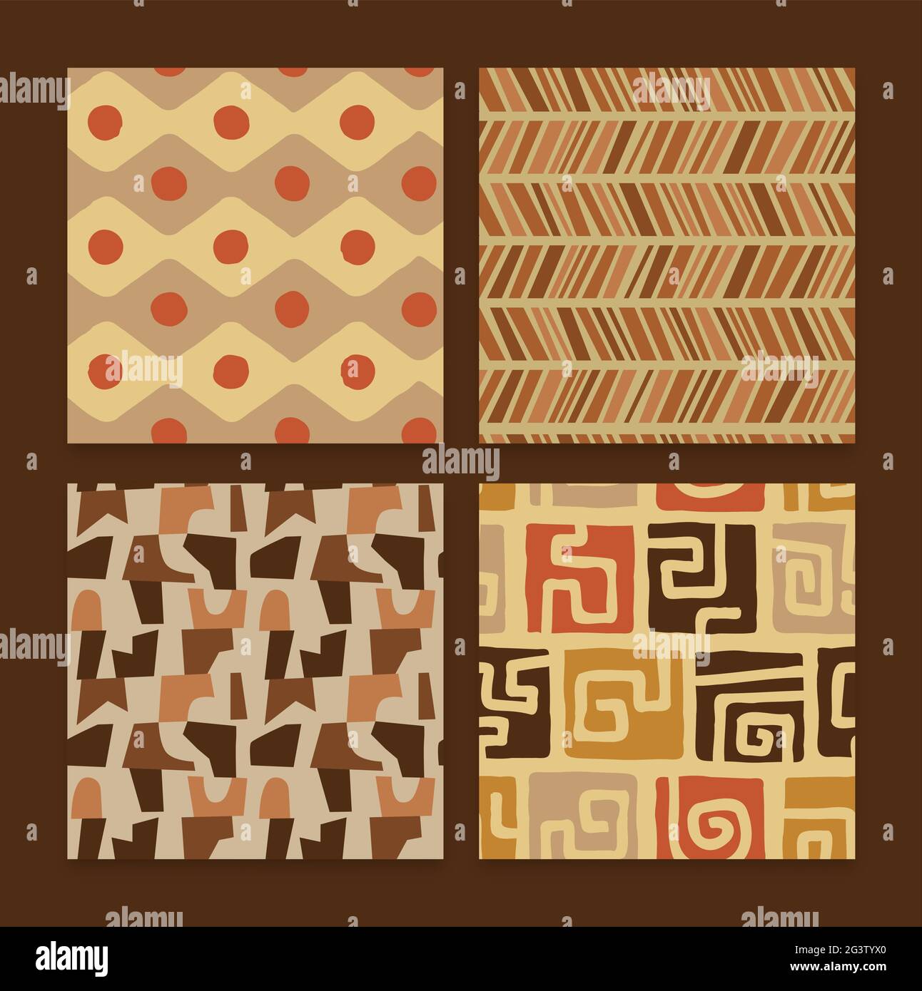 Abstract african art style seamless pattern set. Hand drawn tribal ...