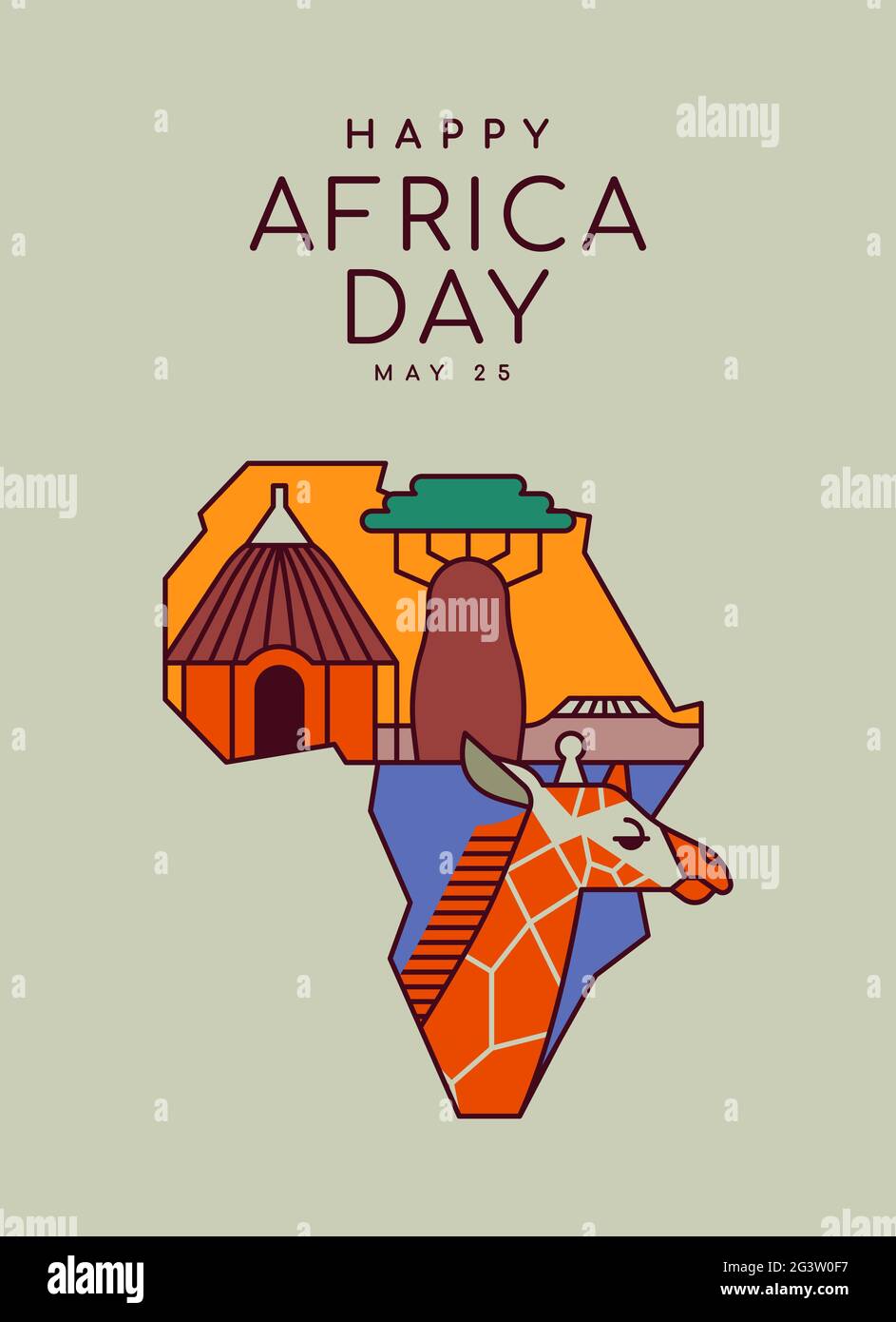 Africa Day greeting card illustration of traditional african culture ...
