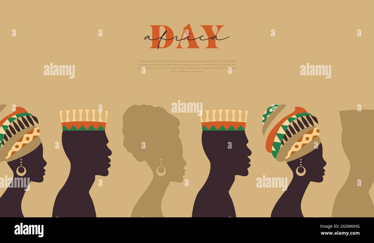 Africa Day web template illustration of traditional african culture ...