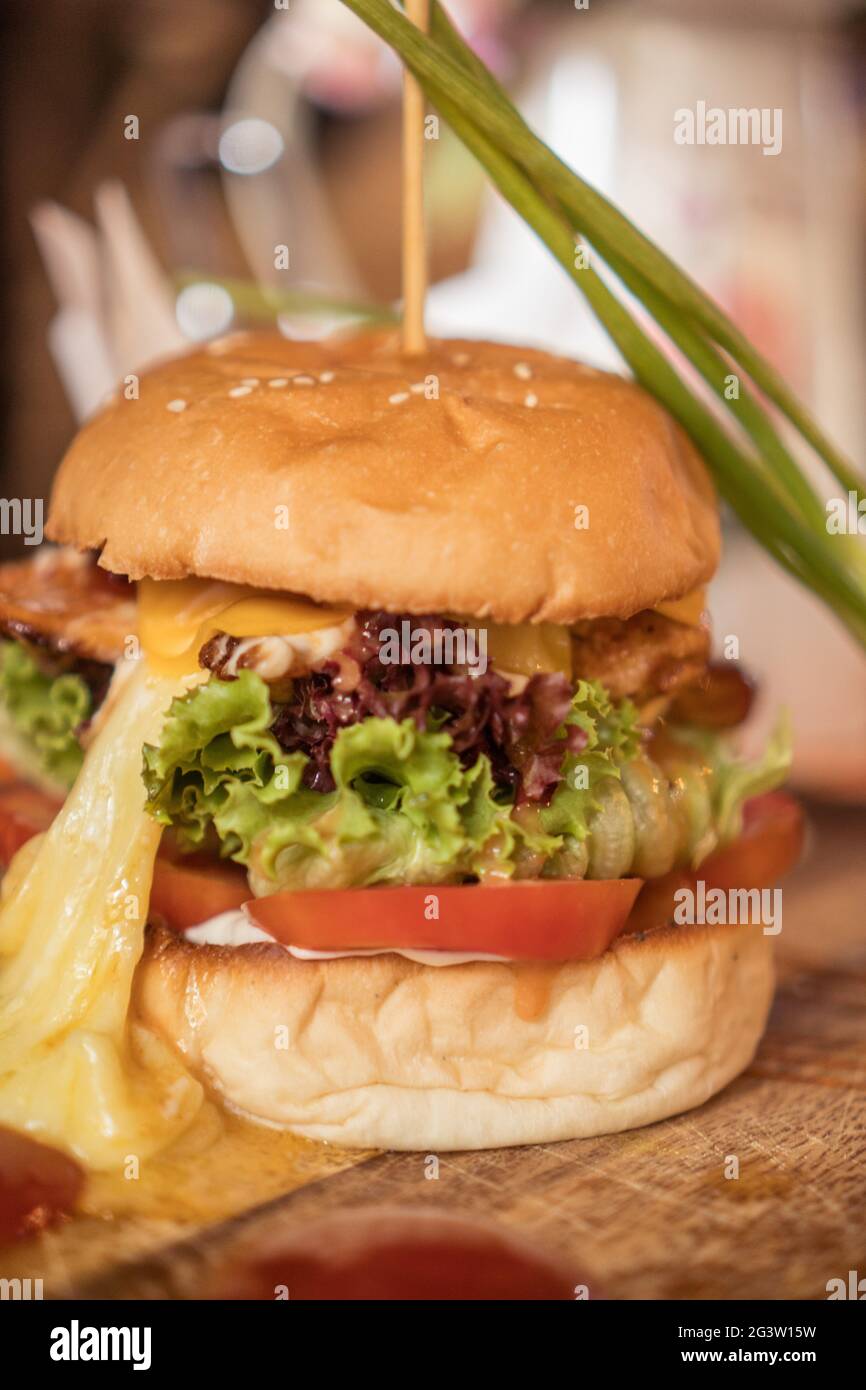 Closeup of home made burger Stock Photo - Alamy
