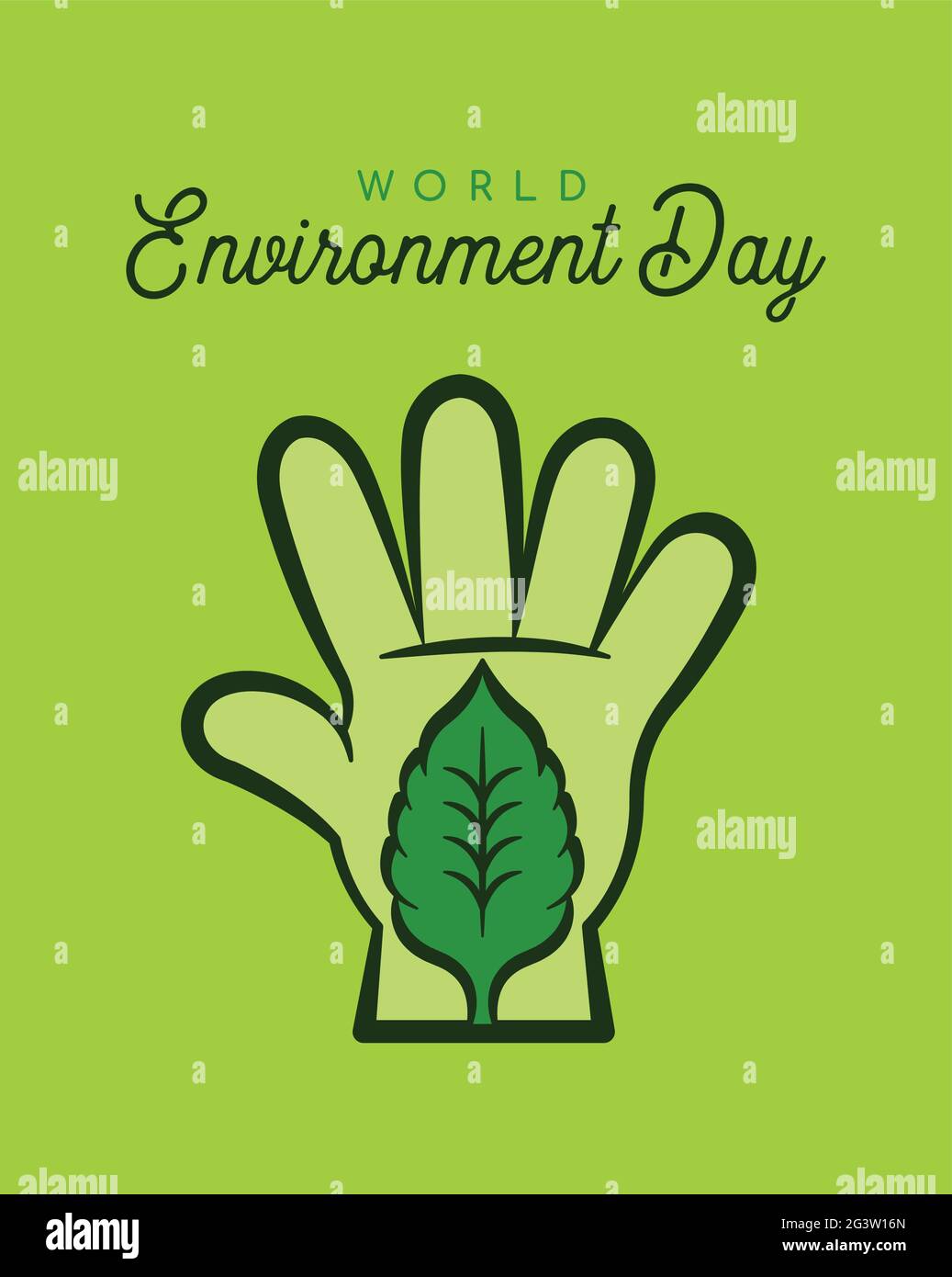 World Environment Day greeting card illustration of green people hand ...