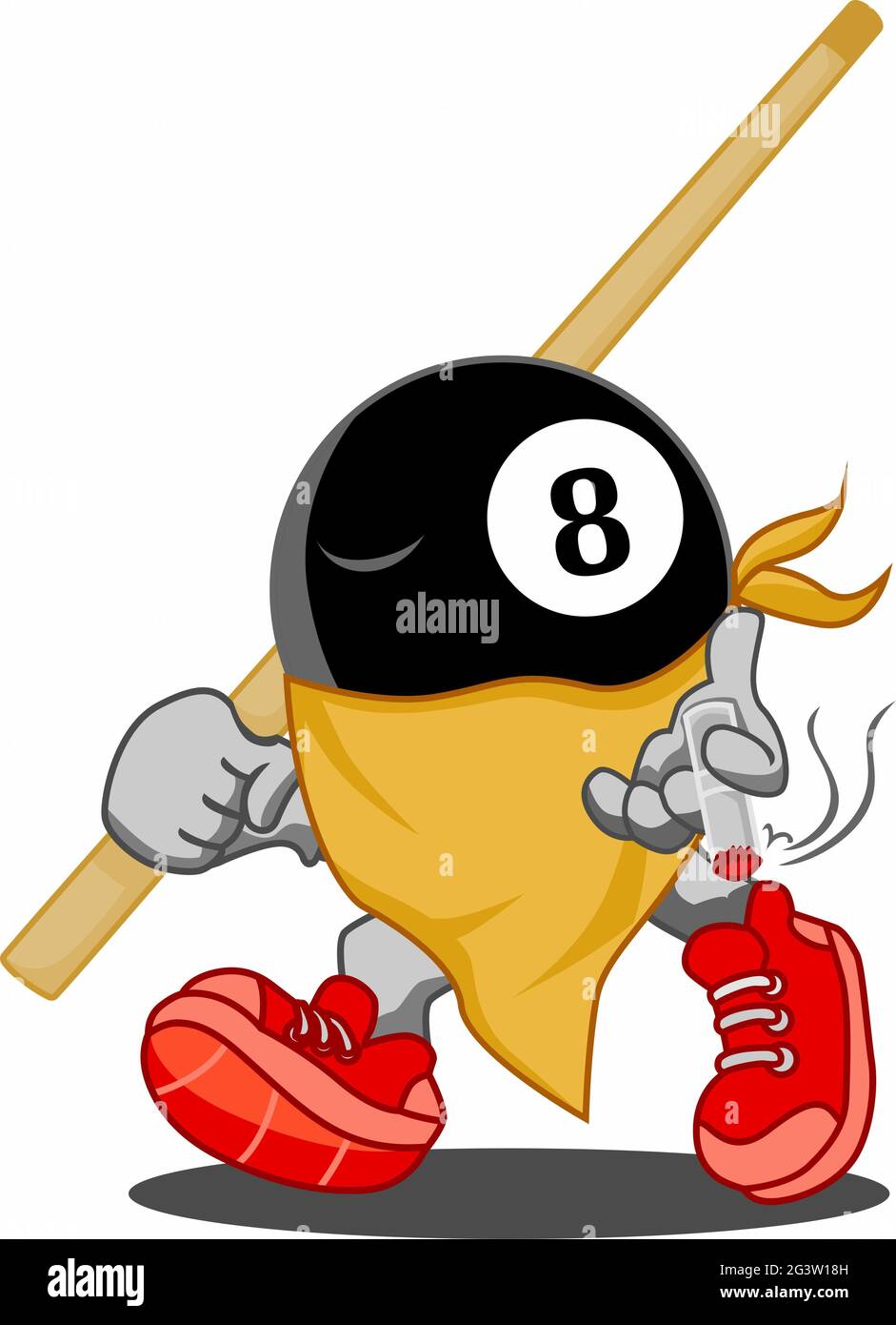 Illustration of a billiard ball wearing a yellow mask and smoking on a ...