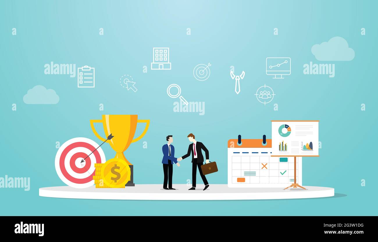 succession plan concept with people handshake with modern flat style ...