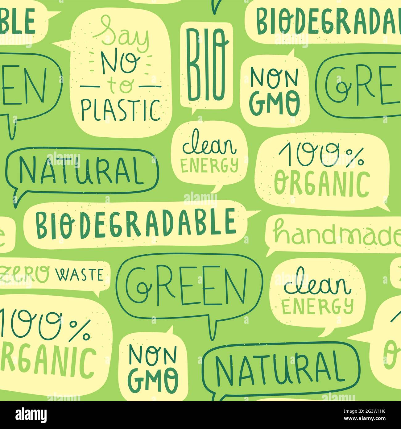 Green hand written text quote sign seamless pattern illustration ...