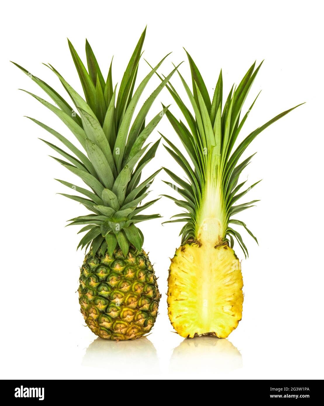 Pineapple and half pineapple isolated on white background Stock Photo ...