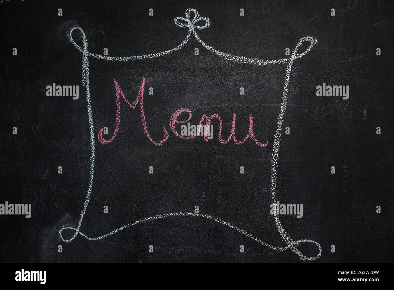 Menu word with retro grunge frame on blackboard Stock Photo - Alamy