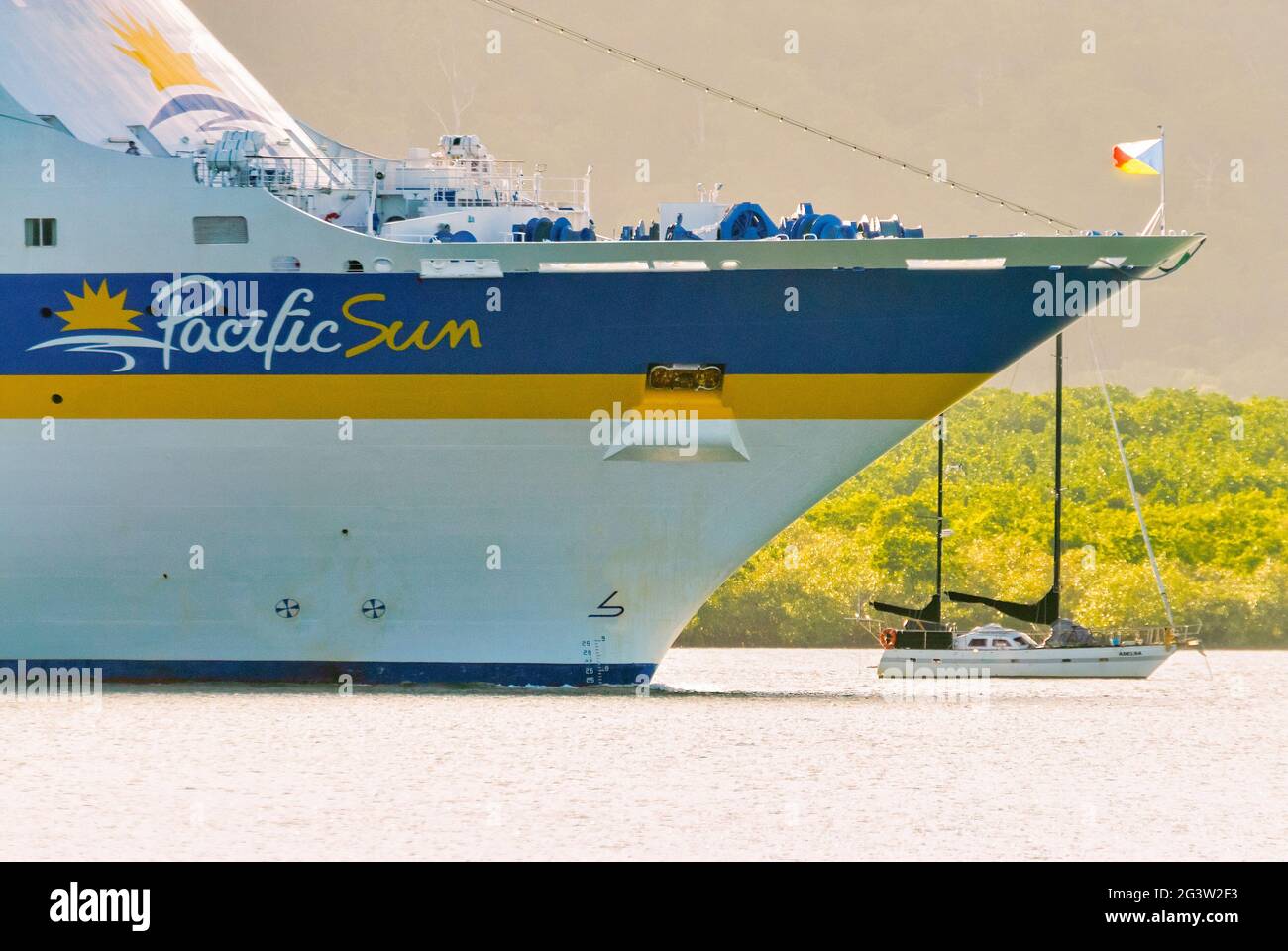 Pacific Sun cruise liner steaming into harbour up trinity inlet in ...