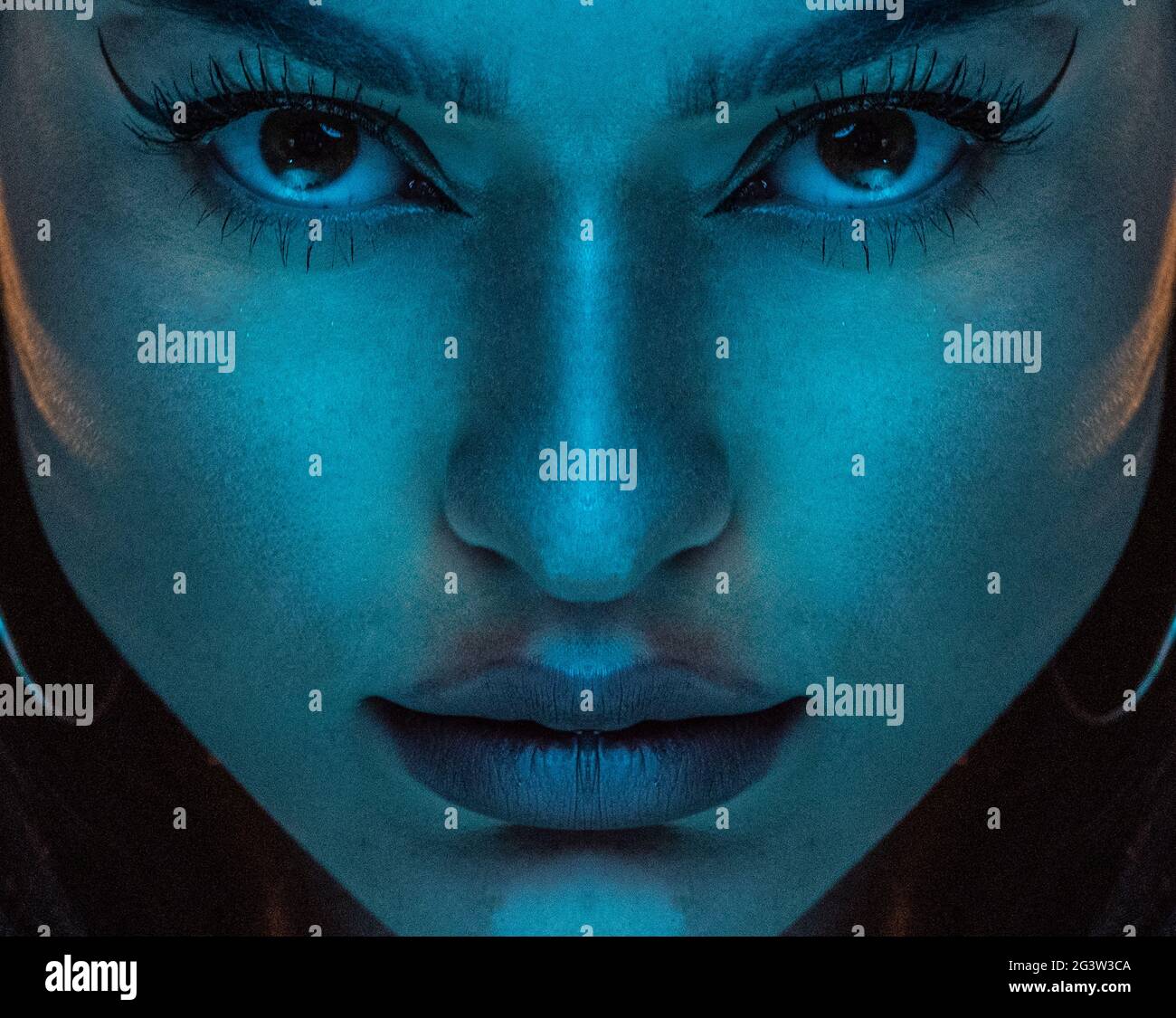 Sensual woman neon light portrait Stock Photo - Alamy