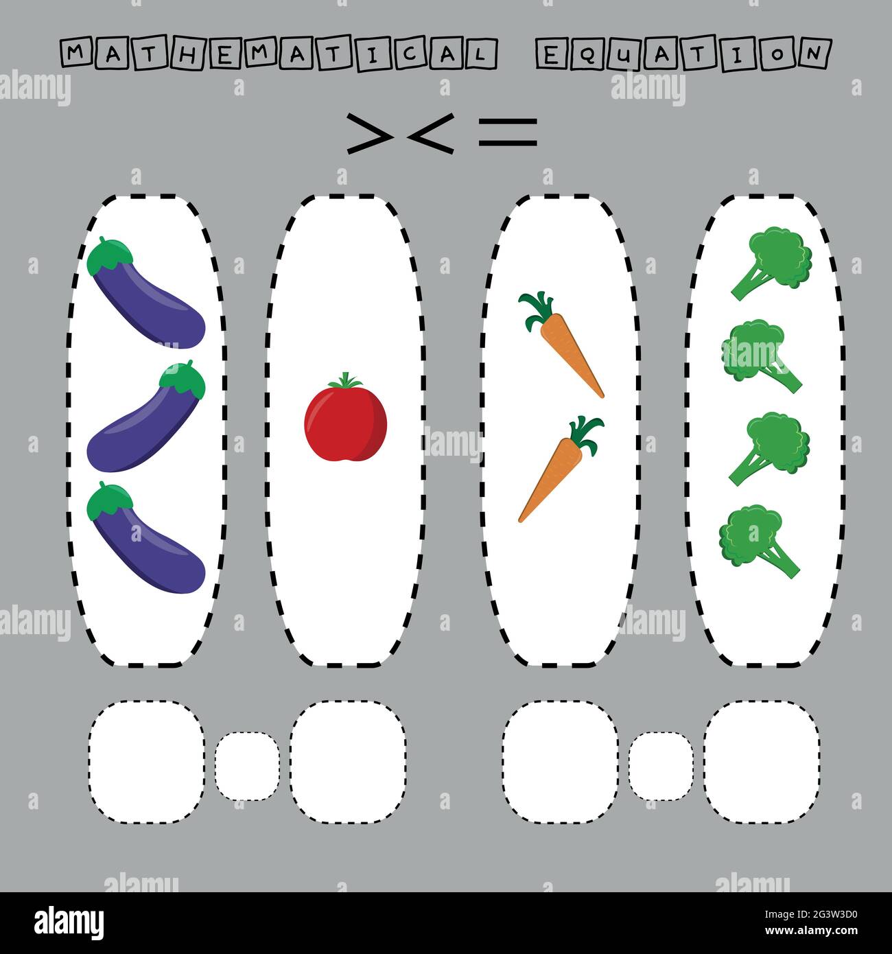 Developing activities for children, compare which more vegetables are ...