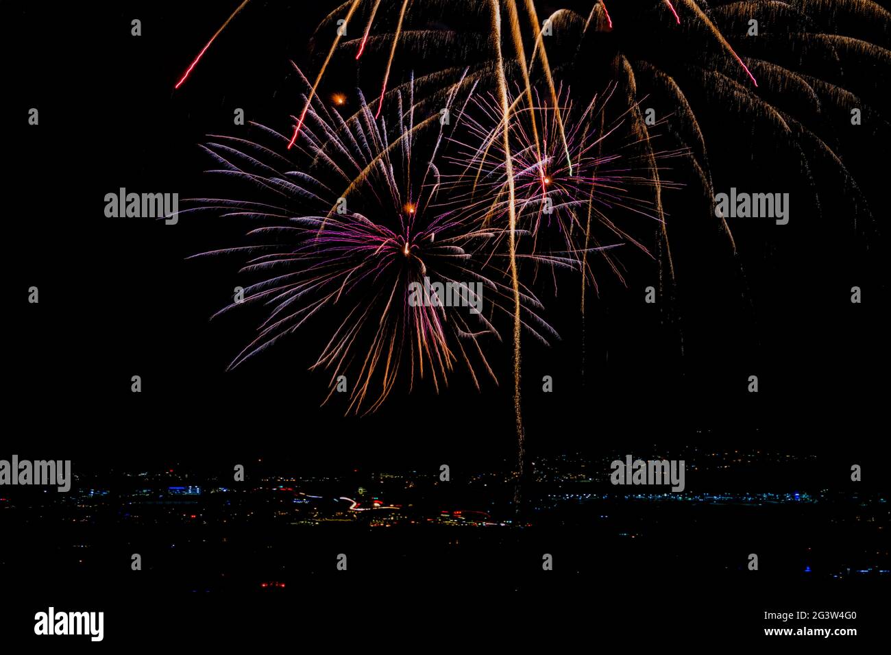 Fireworks display in night sky for holiday or special occasions Stock ...