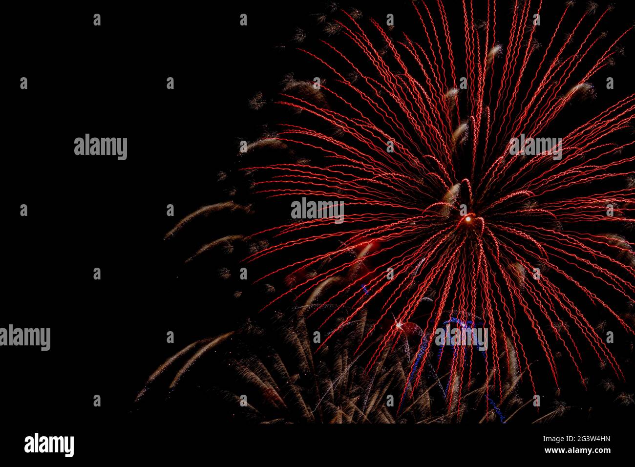 Fireworks display in night sky for holiday or special occasions Stock ...