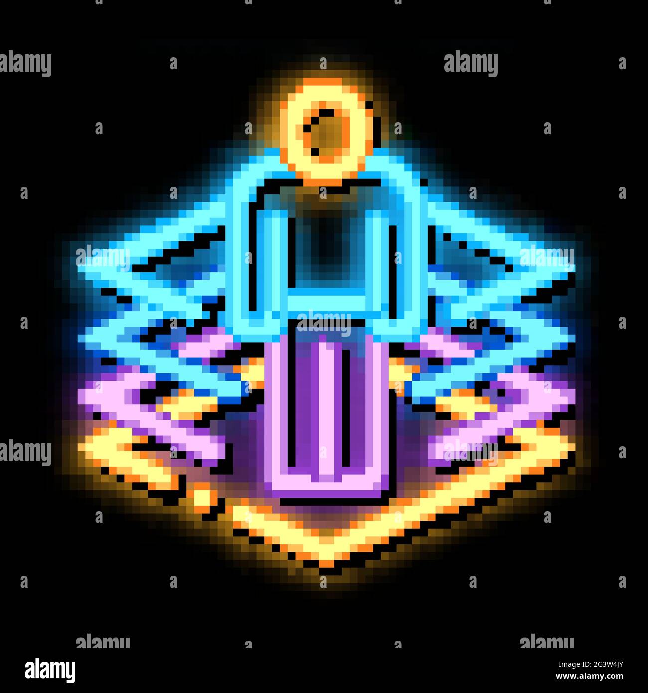 transfer of man into virtuality neon glow icon illustration Stock ...