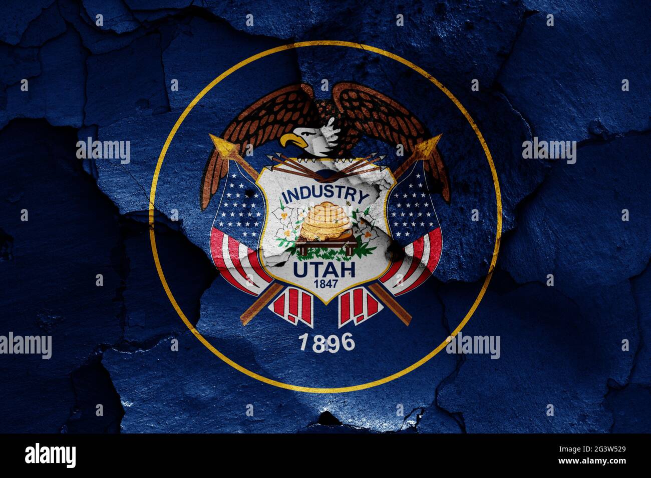 Flag of Utah painted on cracked wall Stock Photo - Alamy