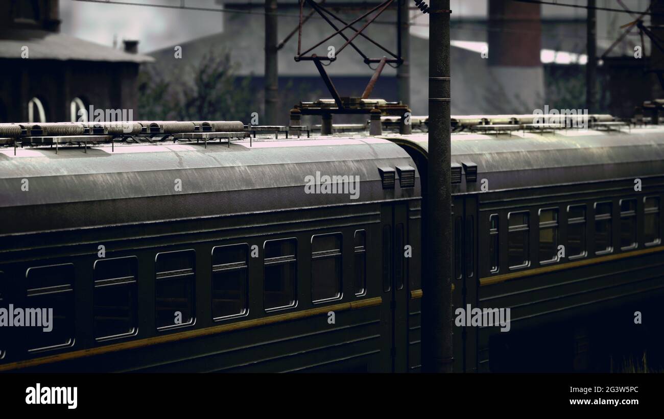 Old soviet electrical train staition Stock Photo - Alamy