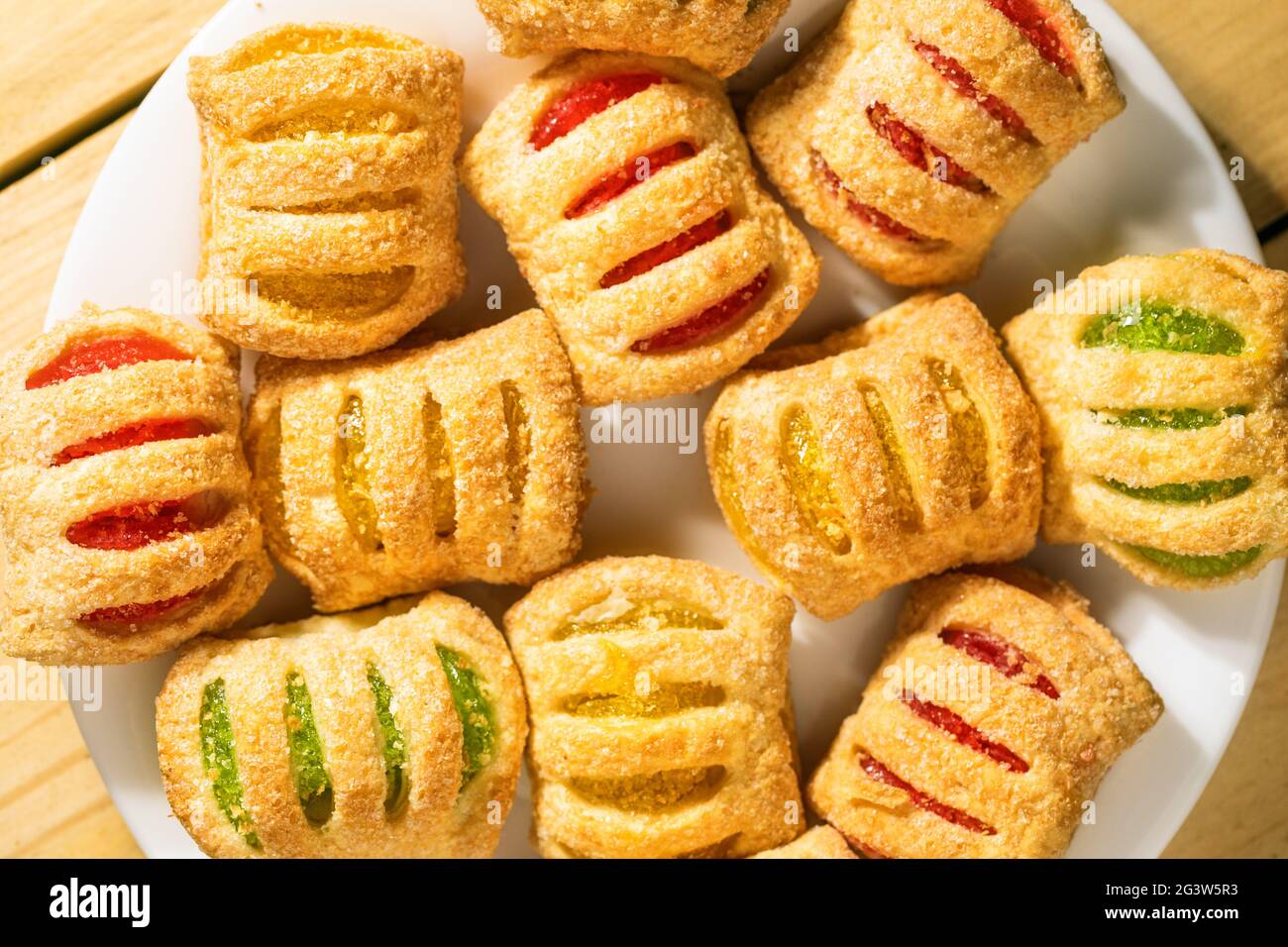 Puff pastry cookies with jam Stock Photo - Alamy