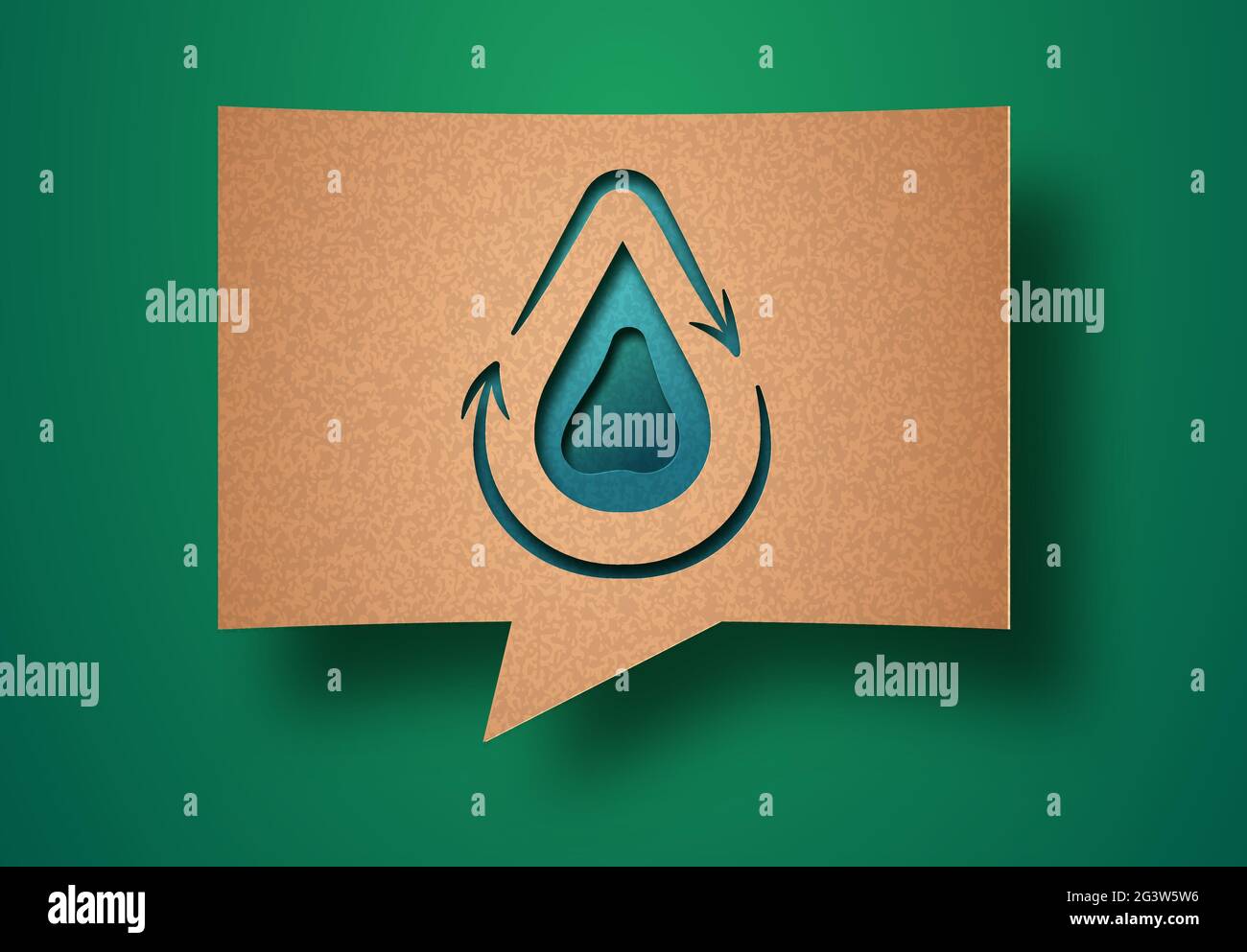 Recycle water papercut illustration concept with layered blue shapes ...