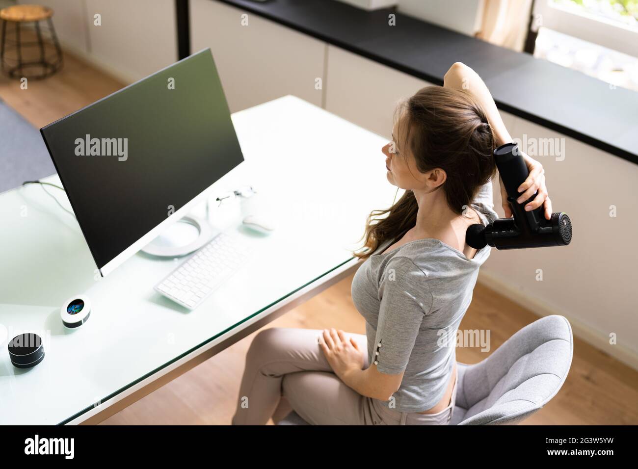 Massage Gun Machine Recovery Therapy And Stimulation Stock Photo - Alamy