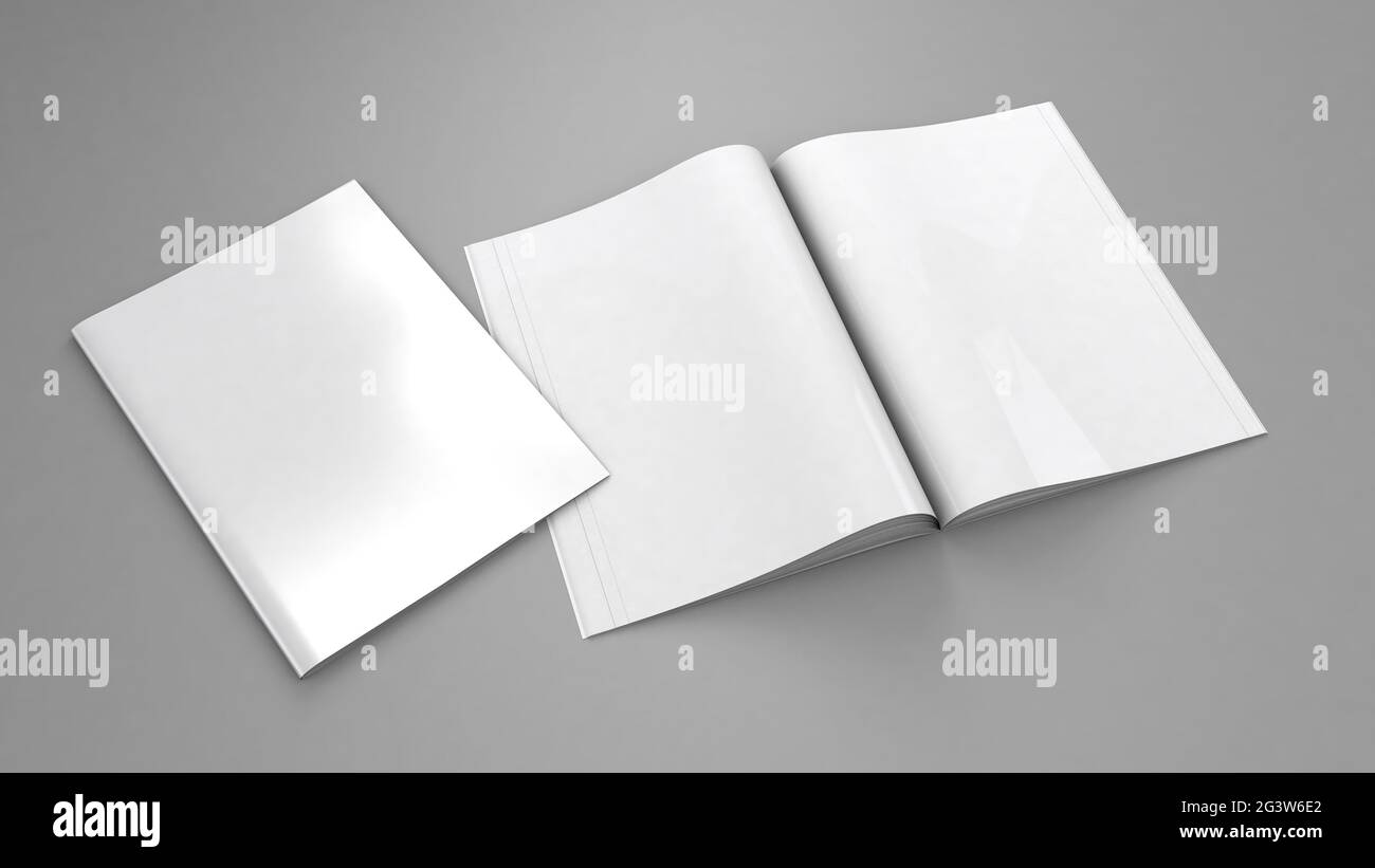 Open magazine mockup. Blank magazine template for copy space. Empty ...