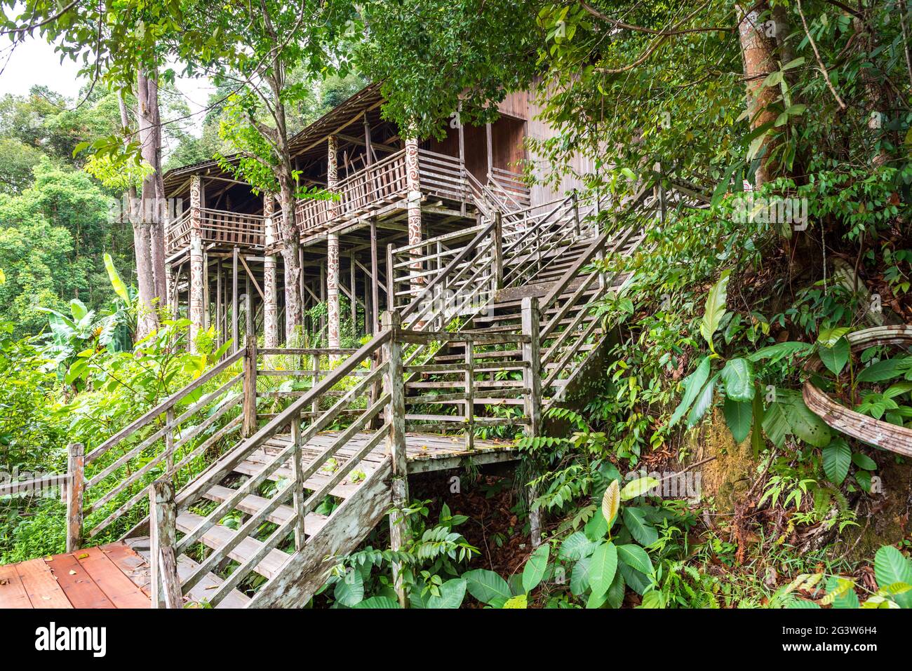 Traditional Orang Ulu longhouse in the Sarawak Cultural Village on ...