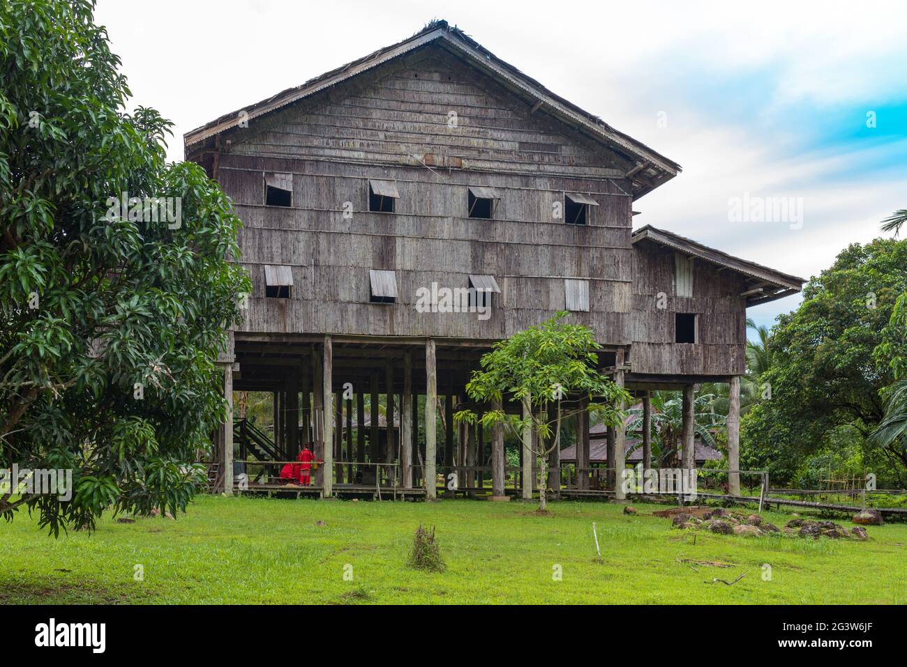 Traditional Melanau tall house, an elevated building in the Sarawak ...