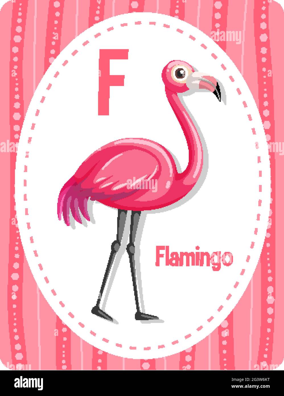 Alphabet flashcard with letter For Flamingo illustration Stock Vector ...